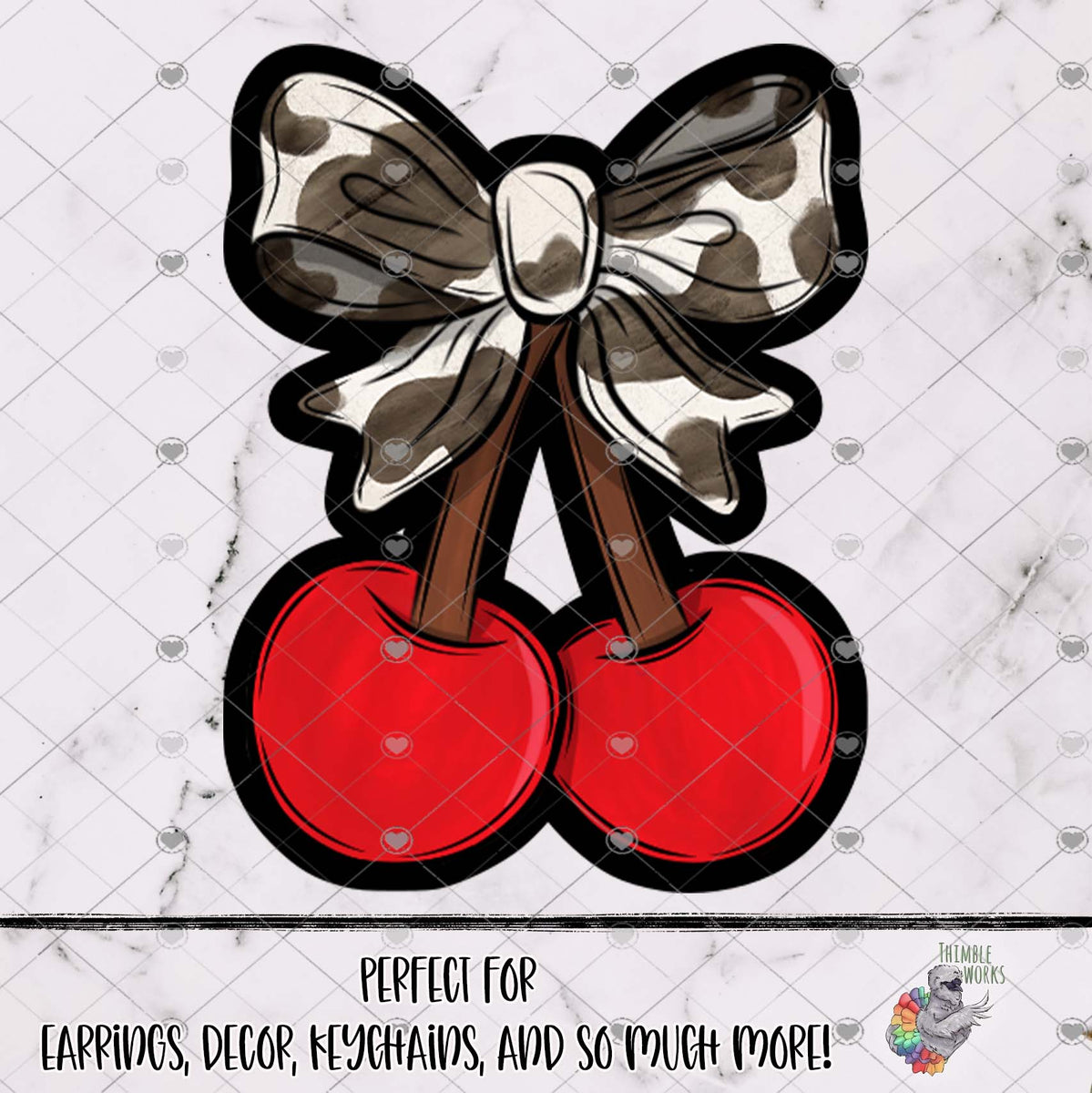 Cherries with Cow Print Bow Design – ThimbleWorks