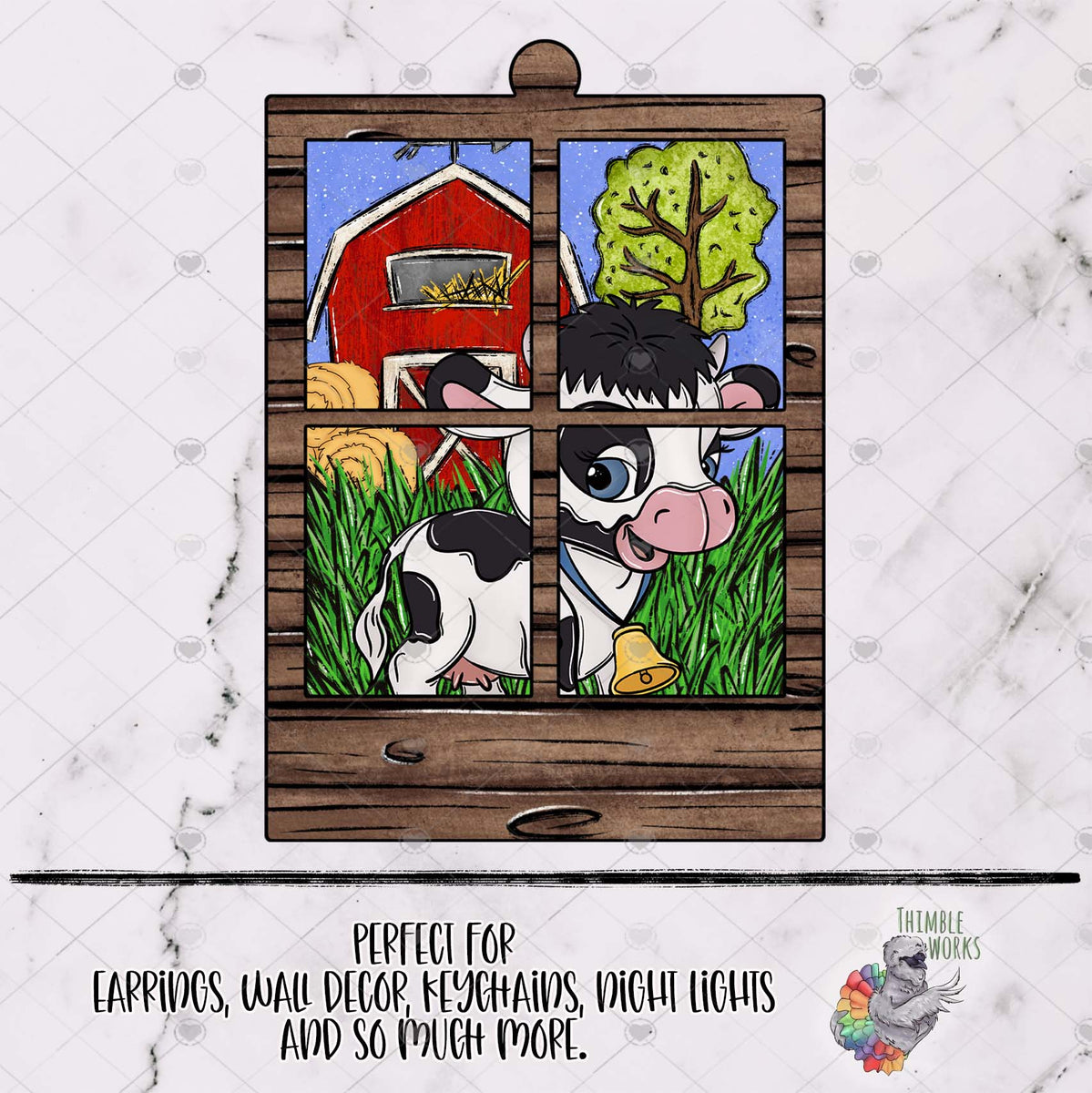 Dairy Cow Window Frame Sublimation Design – ThimbleWorks
