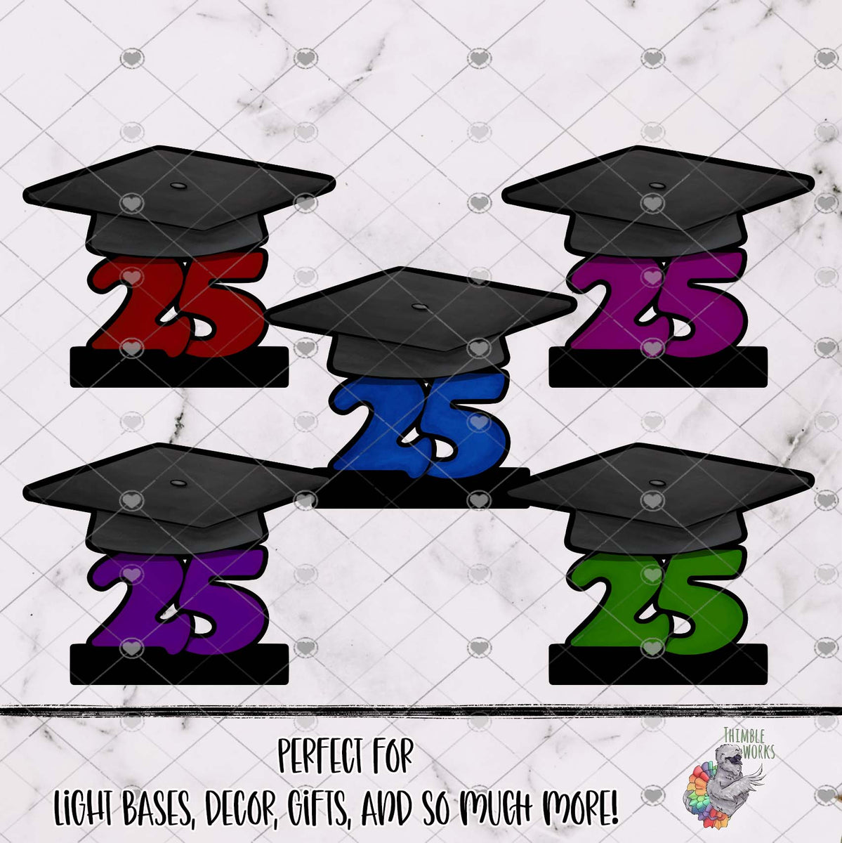 Dark Graduation Cap 25 Light Base Design Bundle – ThimbleWorks