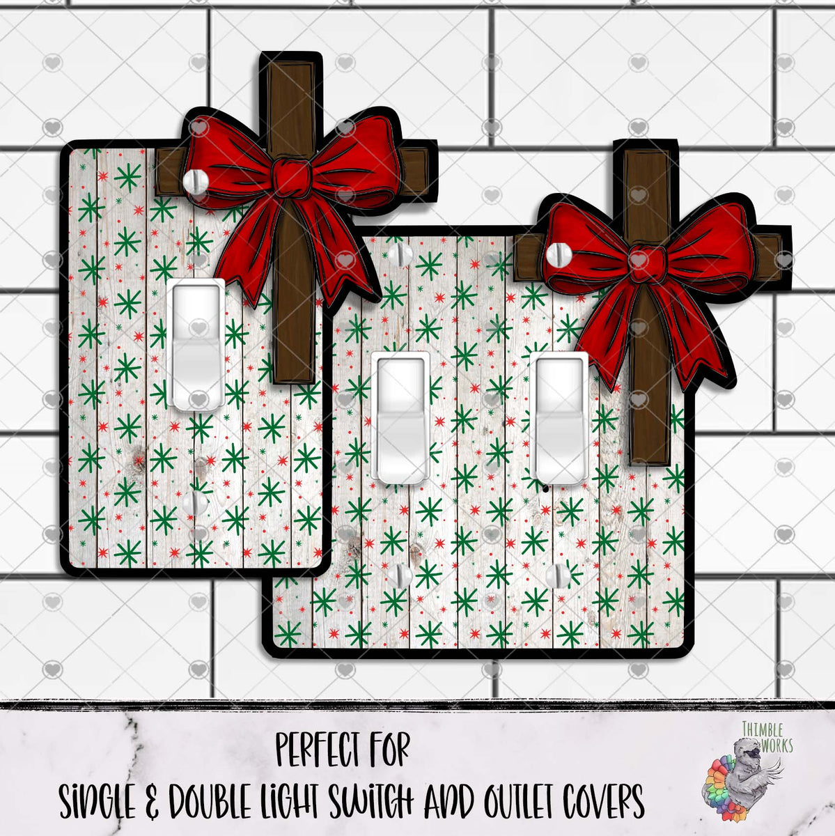 Cross with Red Bow Outlet and Light Switch Cover Design – ThimbleWorks