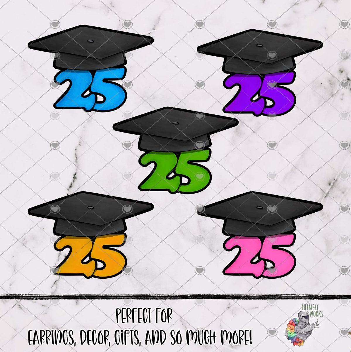 Light Colors Graduation Cap 25 Design Bundle – ThimbleWorks