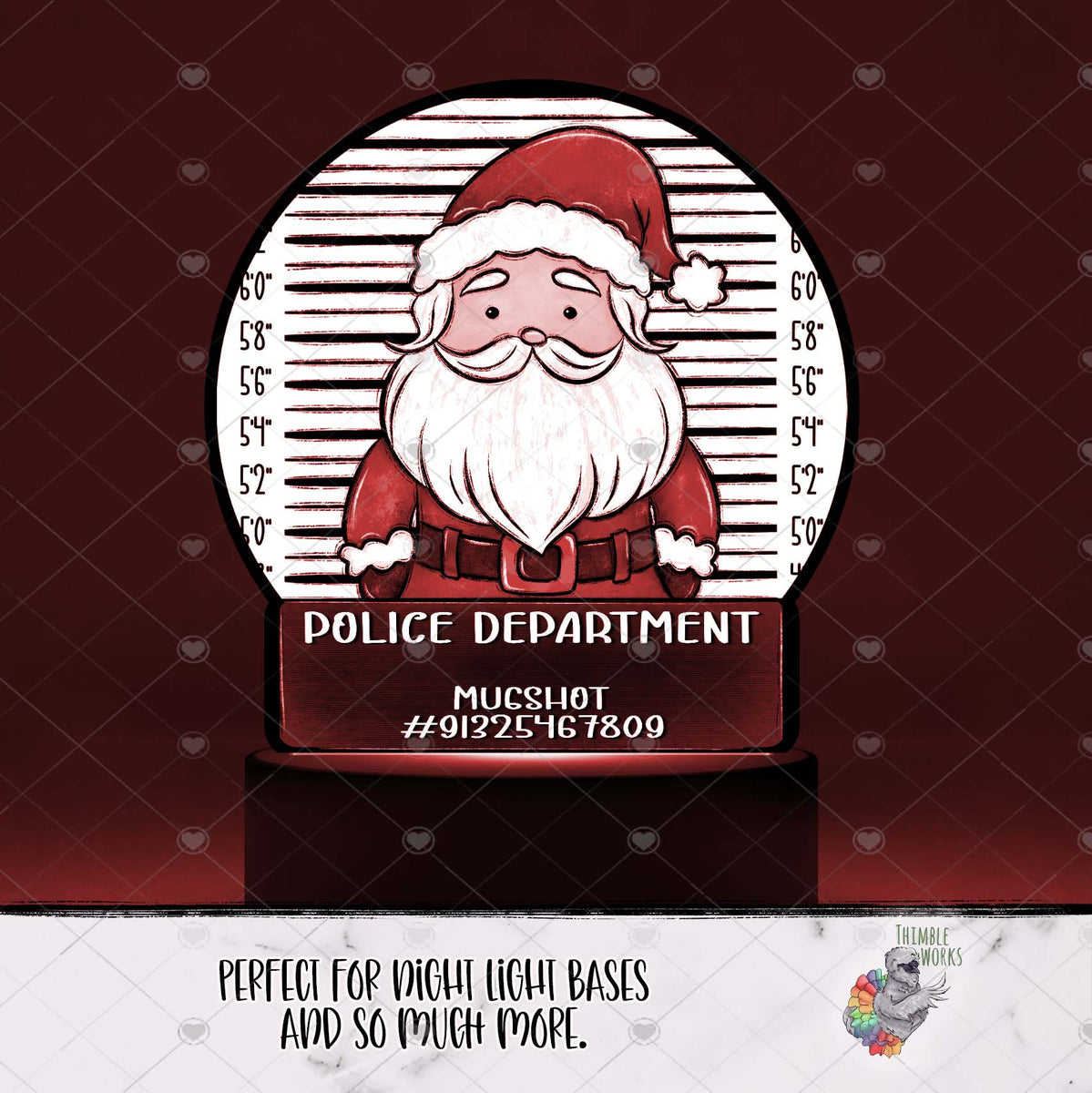 Santa Mug Shot Round Light Base Design – ThimbleWorks