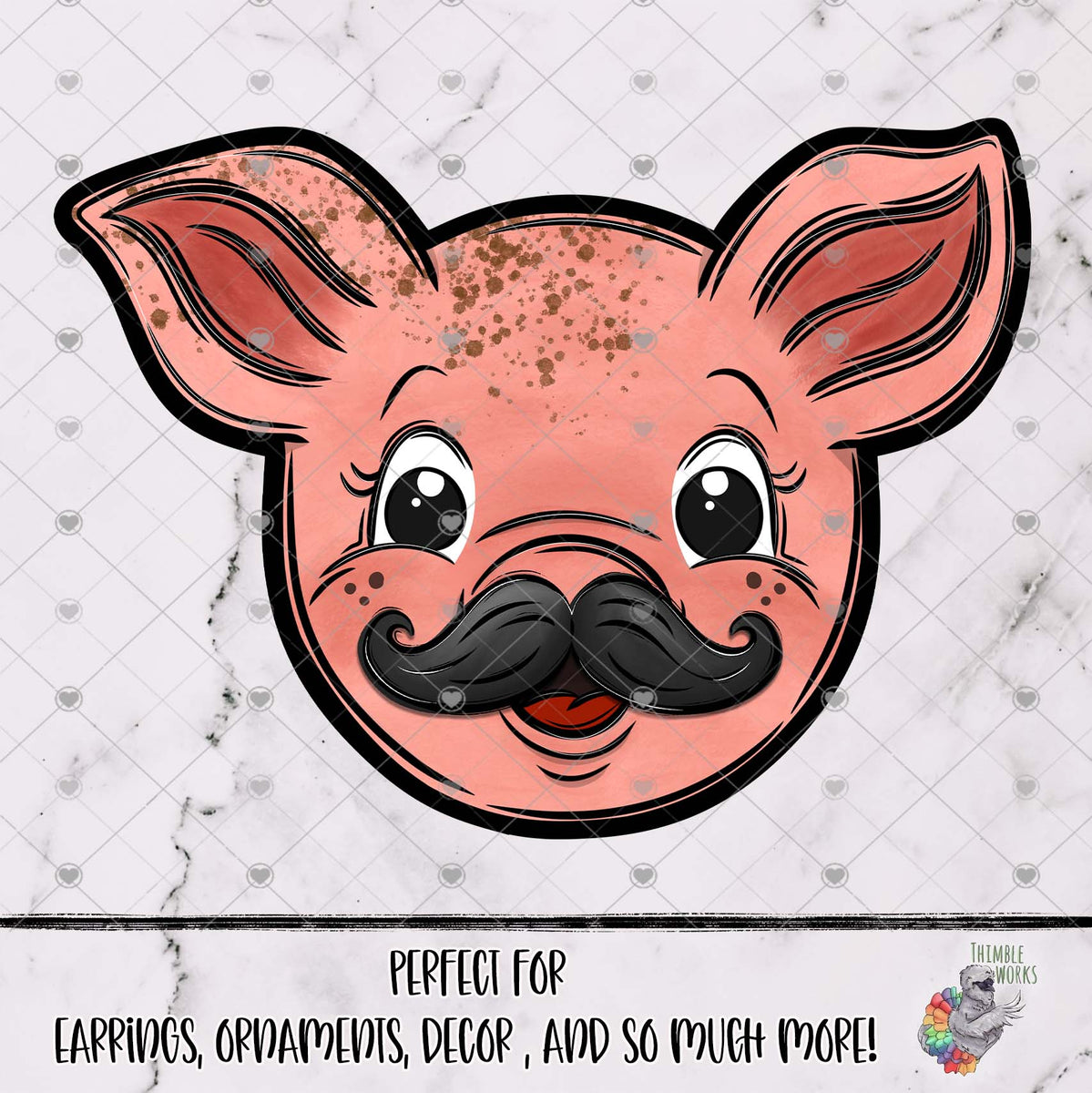 Funny Mustache Pig Head Design – ThimbleWorks