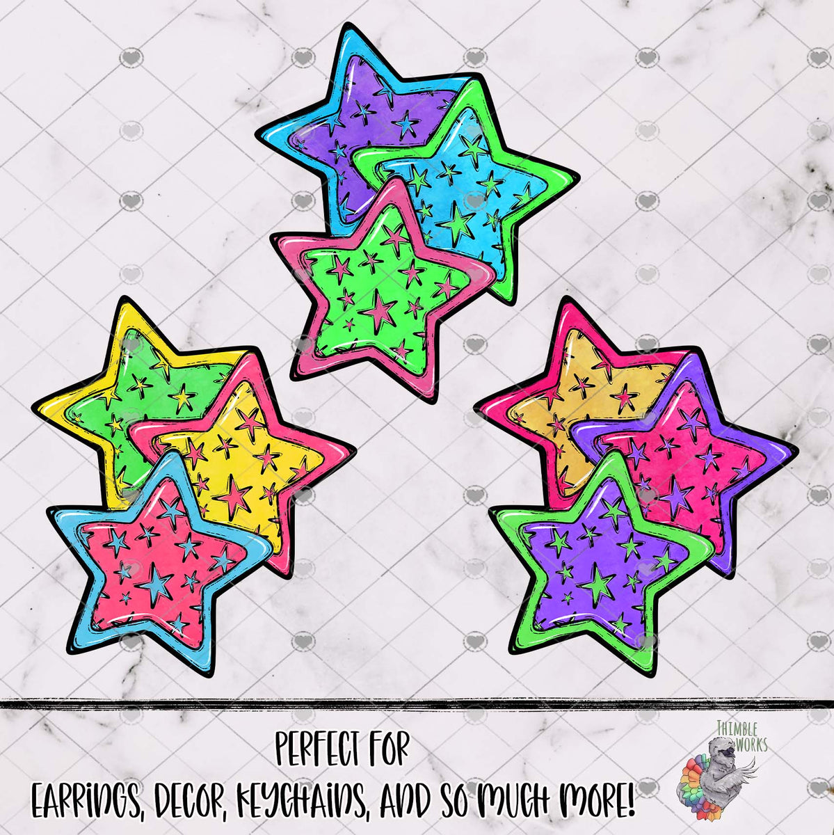 Neon Stars Trio Star Design Bundle – ThimbleWorks