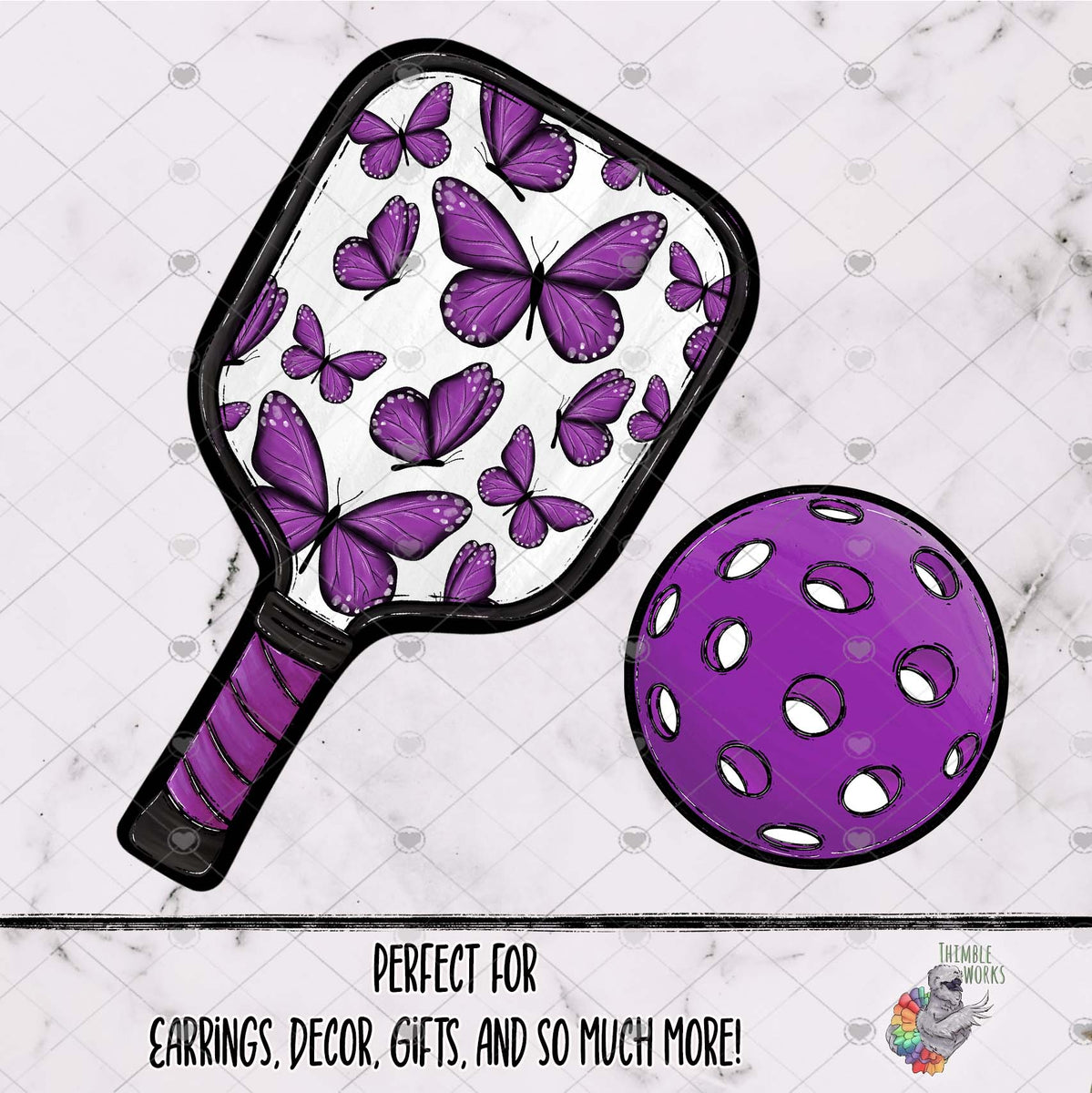 Purple Butterfly Pickleball Paddle Design – ThimbleWorks