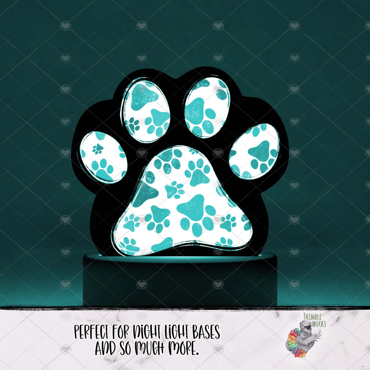 Rainbow Paw Print Light Base Design – ThimbleWorks