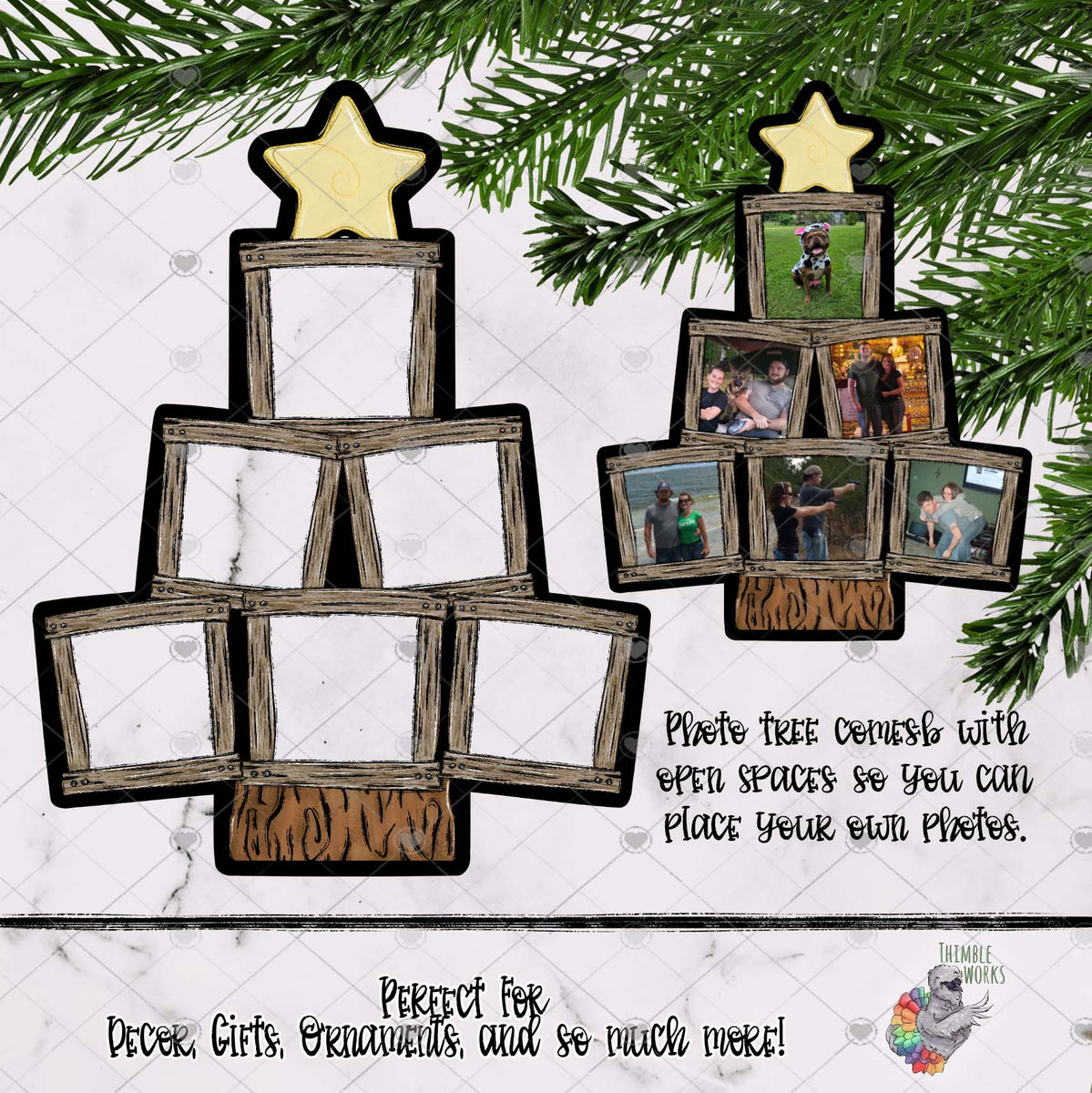 Rustic Wood Christmas Photo Tree Design – ThimbleWorks