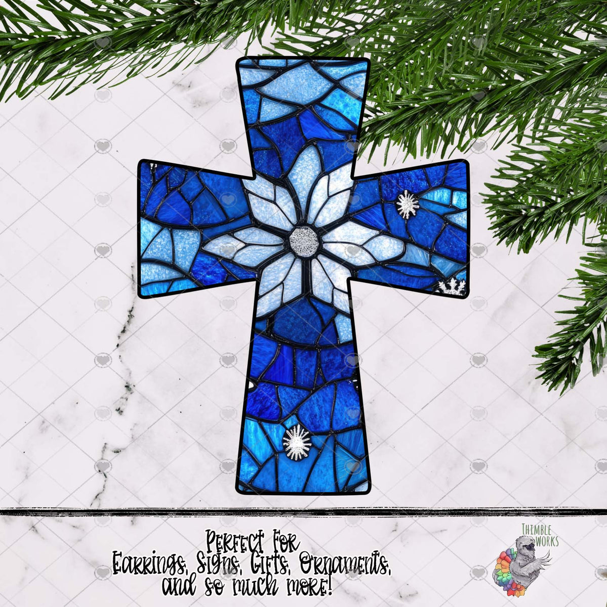 Snowflake Stained Glass Cross Design – ThimbleWorks